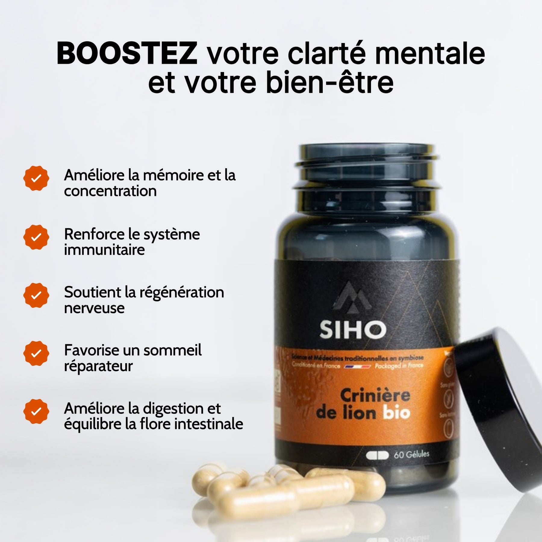 Accueil | Hericium / Crinière de lion, extrait bio - 60 gélules - 1 mois